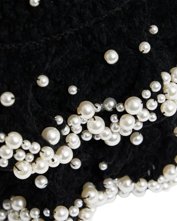 Sandro Beaded Velvet Bucket Bag