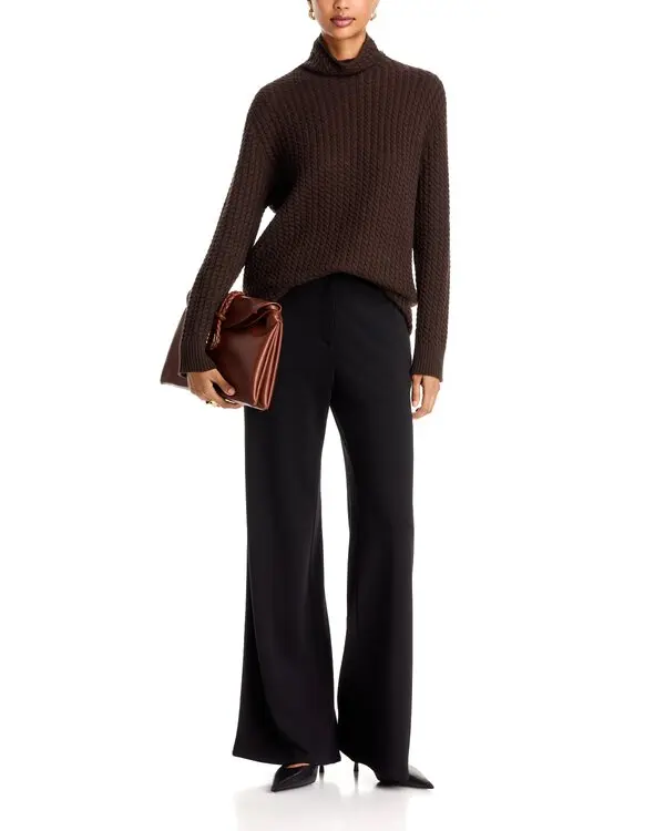 Lafayette 148 New York Cashmere Cable Knit Stand Collar Sweater