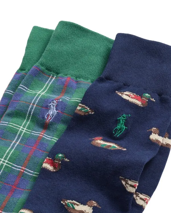 Polo Ralph Lauren Polo Ralph. Lauren Plaid & Critters Crew Socks, Pack Of 2