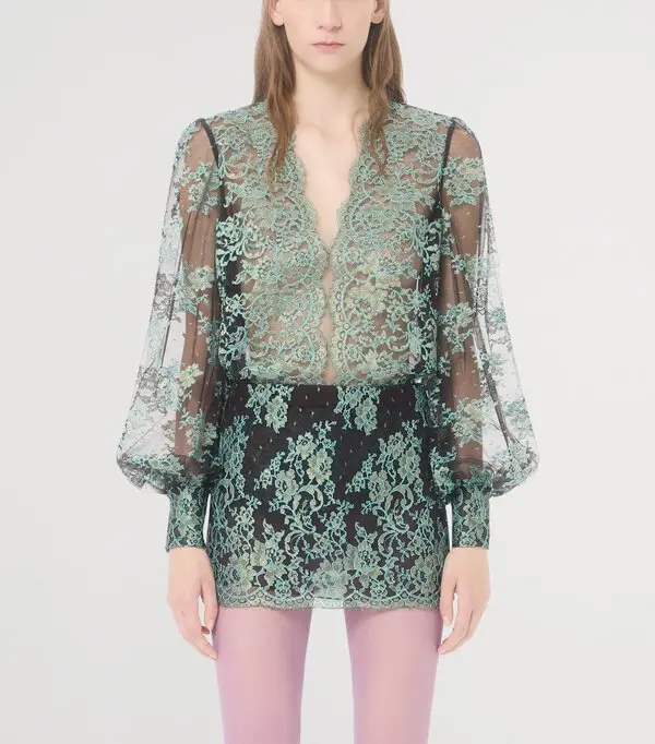 Valentino Garavani Lace Long-sleeve Blouse