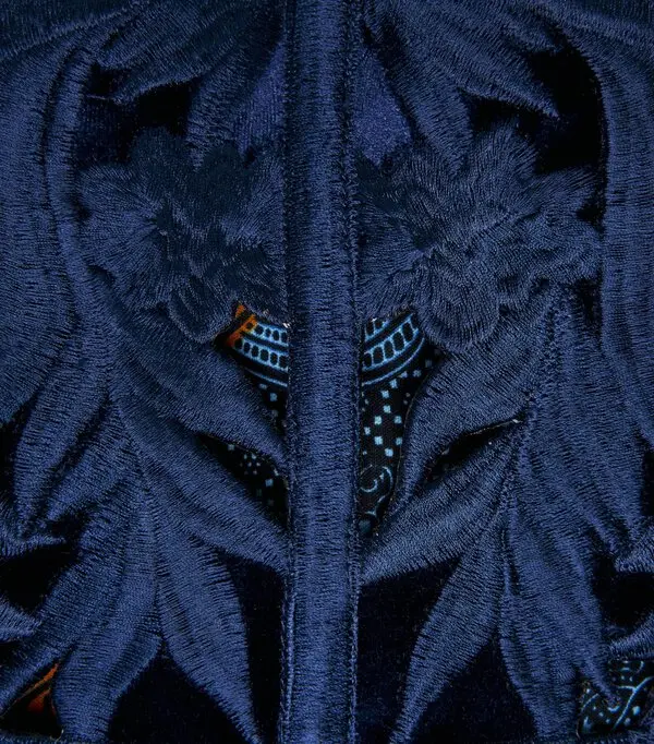 CHRISTIE BROWN Velvet Embroidered Cut-out Corset