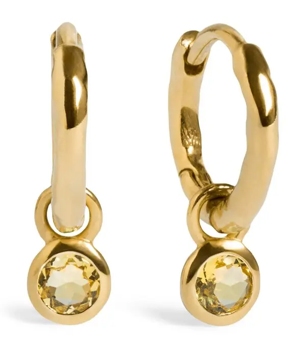 Monica Vinader Gold Vermeil And Citrine November Birthstone Huggie Earrings - Orange