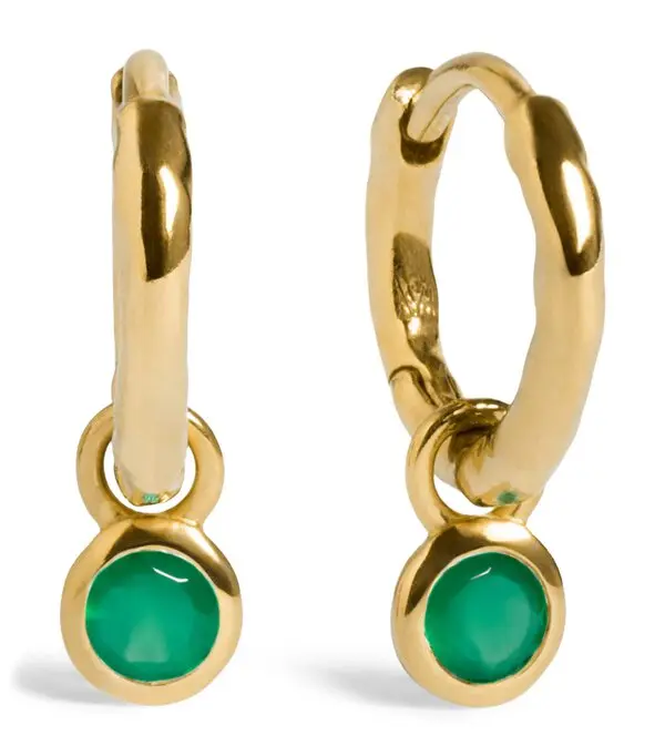 Monica Vinader Gold Vermeil And Onyx May Birthstone Huggie Earrings - Green