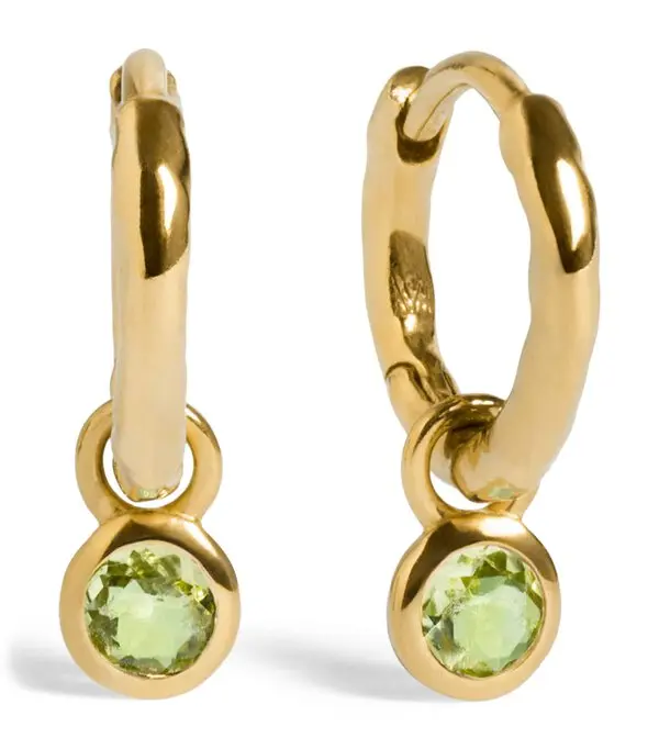 Monica Vinader Gold Vermeil And Peridot August Birthstone Huggie Earrings - Green