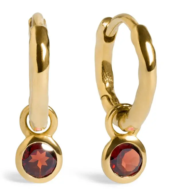 Monica Vinader Gold Vermeil And Garnet January Birthstone Huggie Earrings - Red