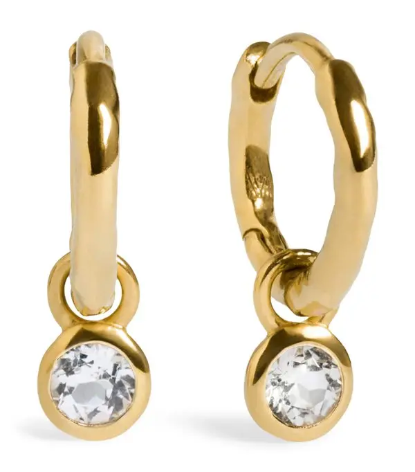 Monica Vinader Gold Vermeil And White Topaz April Birthstone Huggie Earrings - Clear