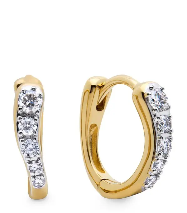 Monica Vinader Vermeil And Diamond Riva Huggie Earrings