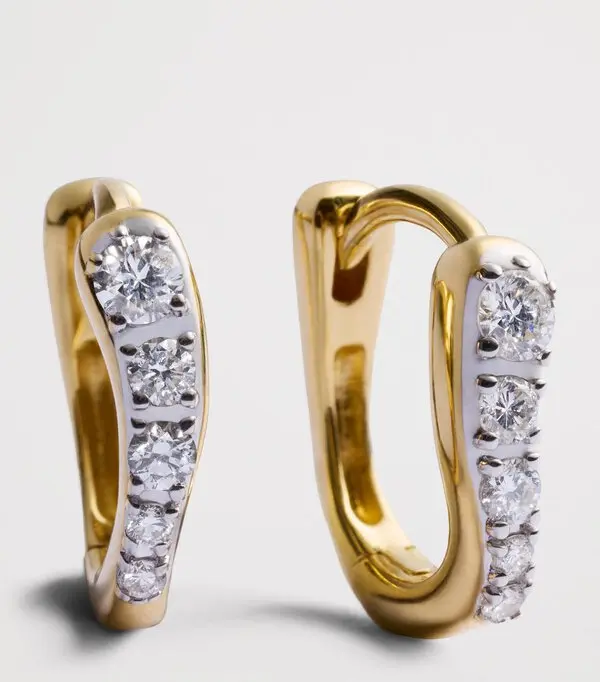 Monica Vinader Vermeil And Diamond Riva Huggie Earrings