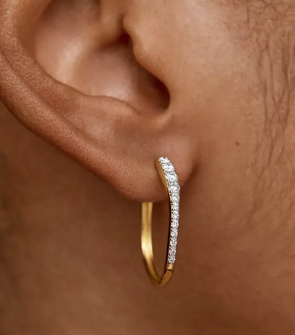 Monica Vinader Medium Vermeil And Diamond Riva Hoop Earrings