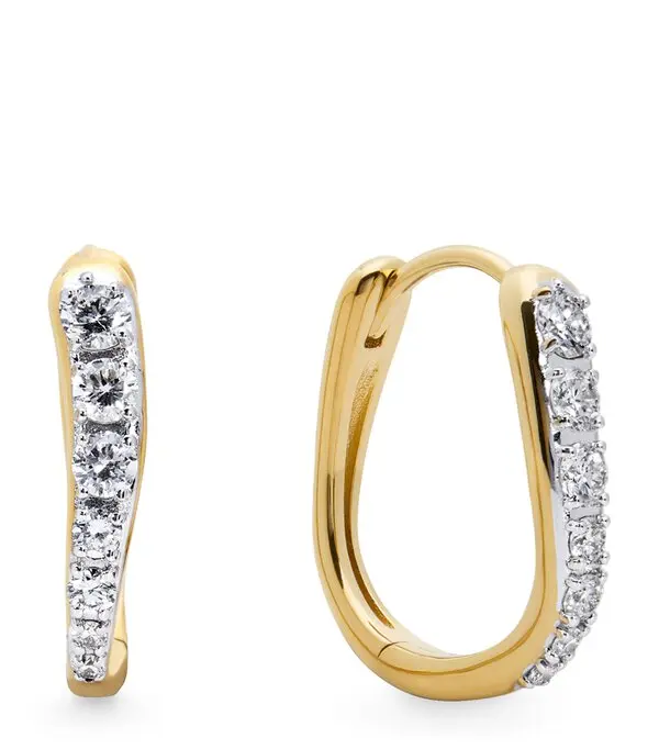 Monica Vinader Small Vermeil And Diamond Riva Hoop Earrings - Gold