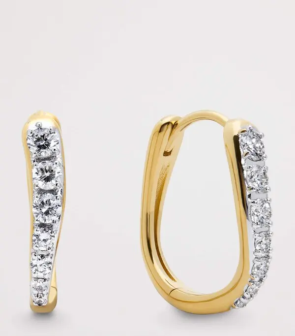 Monica Vinader Small Vermeil And Diamond Riva Hoop Earrings