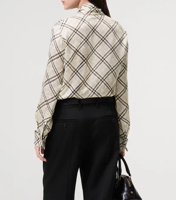 Burberry Silk-blend Check Scarf Blouse