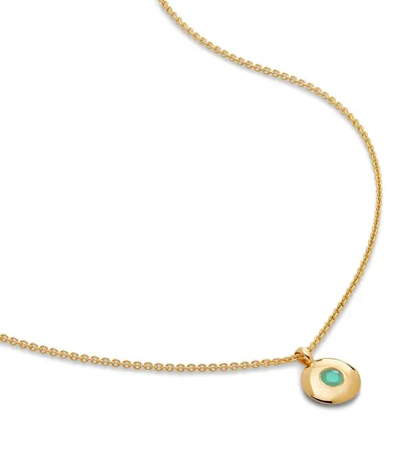 Monica Vinader Gold Vermeil And Emerald May Birthstone Necklace - Green