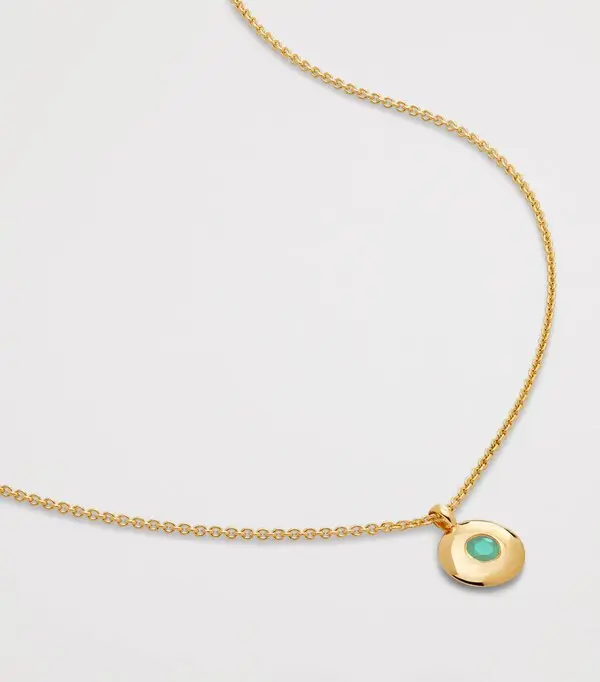 Monica Vinader Gold Vermeil And Emerald May Birthstone Necklace