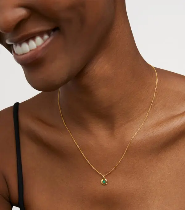 Monica Vinader Gold Vermeil And Emerald May Birthstone Necklace