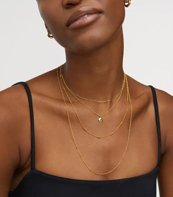 Monica Vinader Gold Vermeil And Emerald May Birthstone Necklace