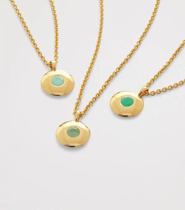 Monica Vinader Gold Vermeil And Emerald May Birthstone Necklace
