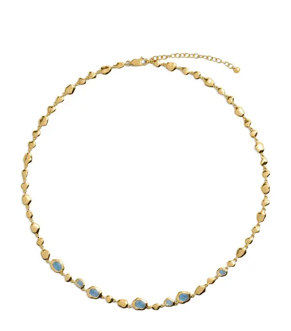 Monica Vinader Gold Vermeil And Aquamarine Odyssey Pebbled Chain Bracelet - Blue