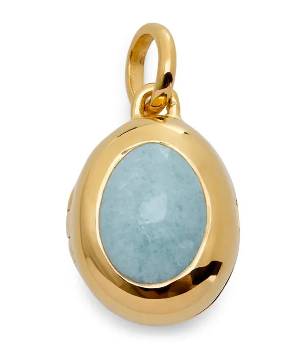Monica Vinader Gold Vermeil And Aquamarine March Birthstone Locket - Blue