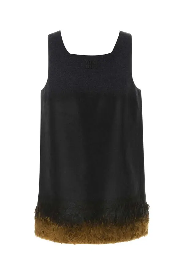 Miu Miu Dark Grey Wool Blend Mini Dress