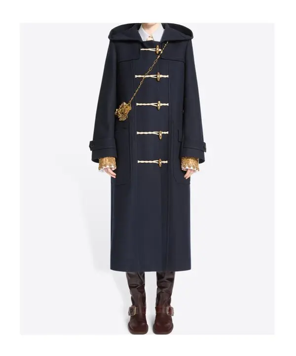 Dries Van Noten Ruffle Hooded Duffle Coat