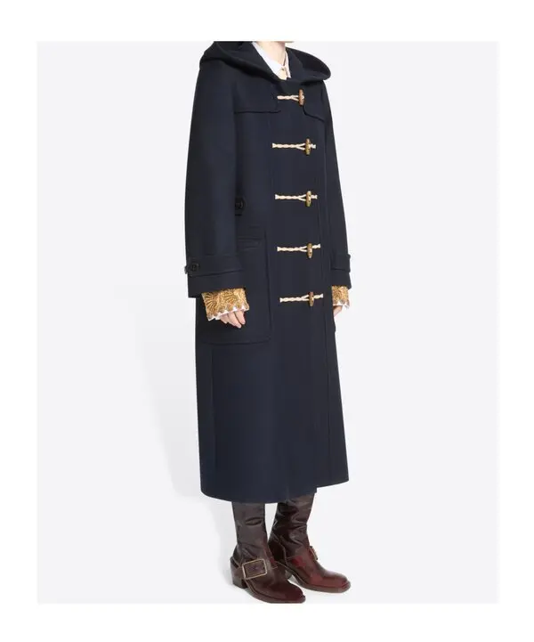 Dries Van Noten Ruffle Hooded Duffle Coat