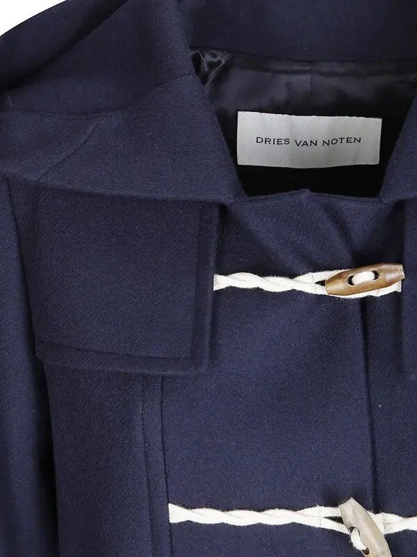 Dries Van Noten Ruffle Hooded Duffle Coat