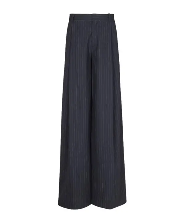 Balmain Wide Pinstripe Wool Pants