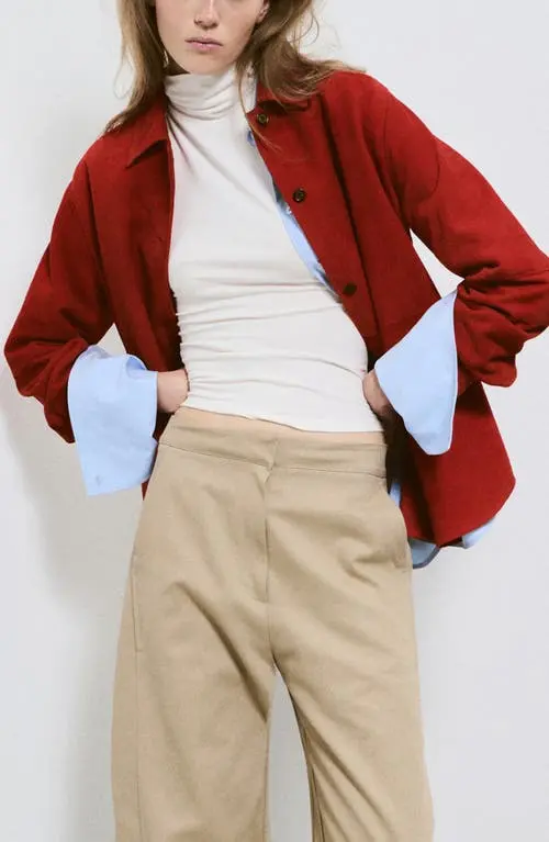 Mango Oversized Suede Leather Shirt