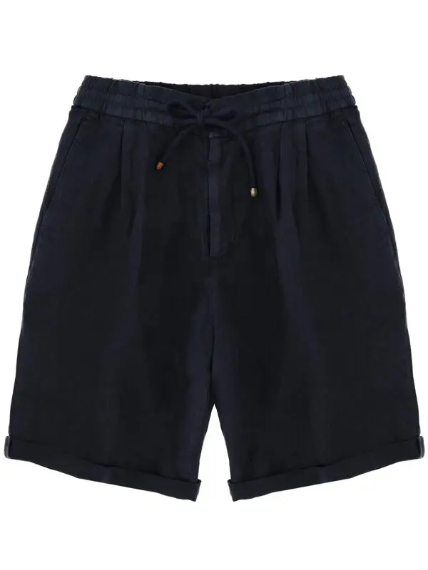 Brunello Cucinelli Linen Bermuda Shorts With Elastic Waist