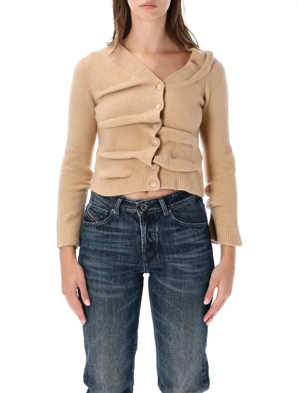 DIESEL® Button-front V-neck Cardigan Sweater - Beige