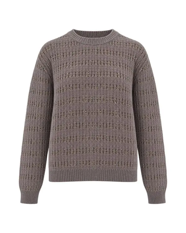 Fabiana Filippi Embellished Textured Knit Crewneck Sweater