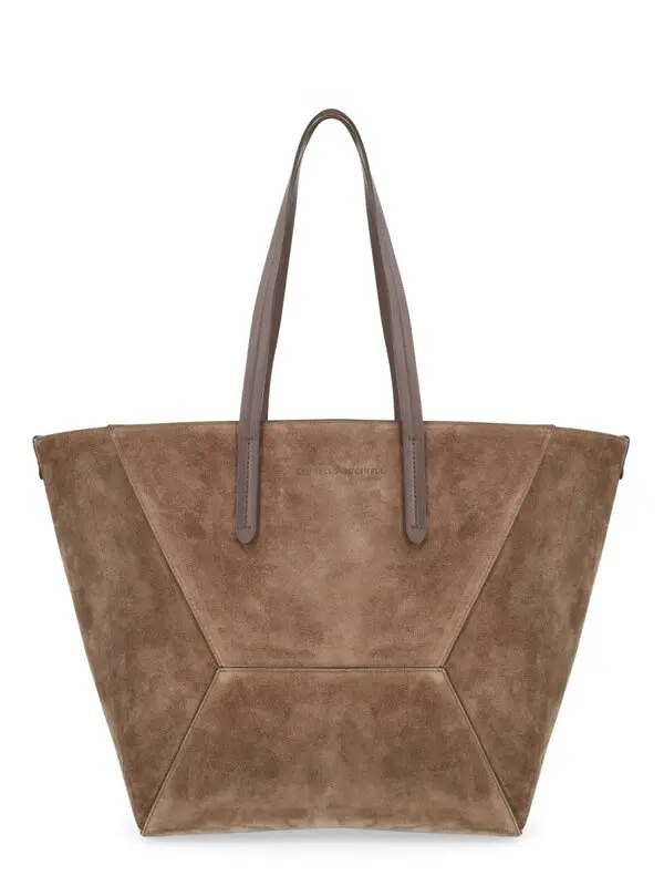 Brunello Cucinelli Maxi Leather Shopping Handbag - Brown