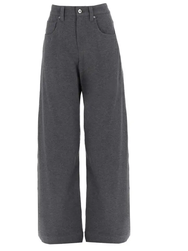 Brunello Cucinelli High-waist Wide-leg Cotton Pants With Stretch