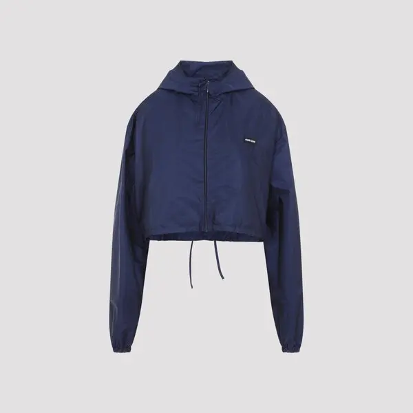 Miu Miu Cropped Hooded Windbreaker Jacket