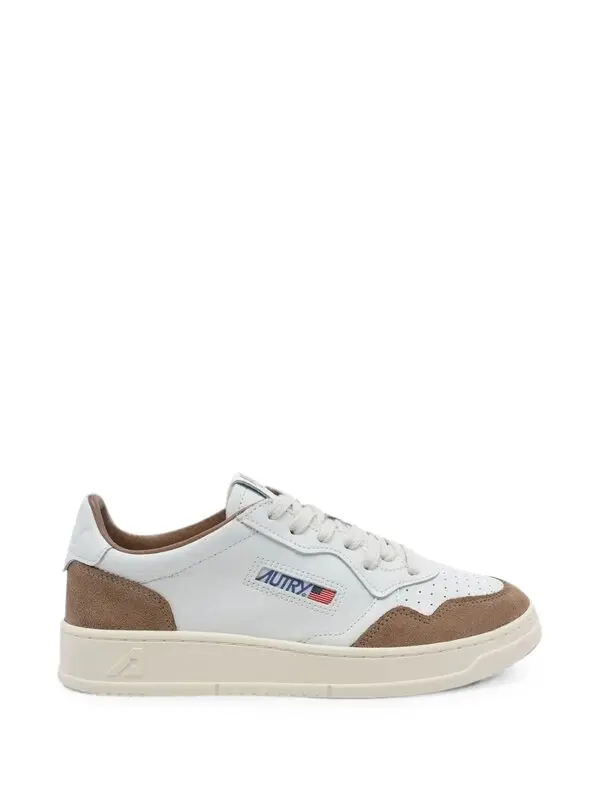 AUTRY White Goatskin Sneaker With Contrast Multi-layer Inserts & Perforated Toe - Bianco