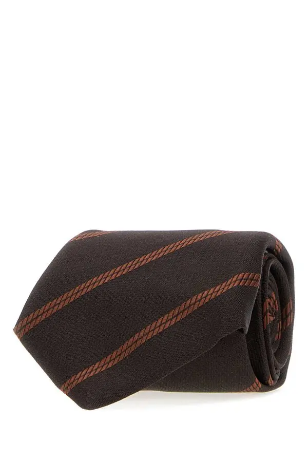 Brunello Cucinelli Embroidered Silk Tie, 8 Cm - Stripped