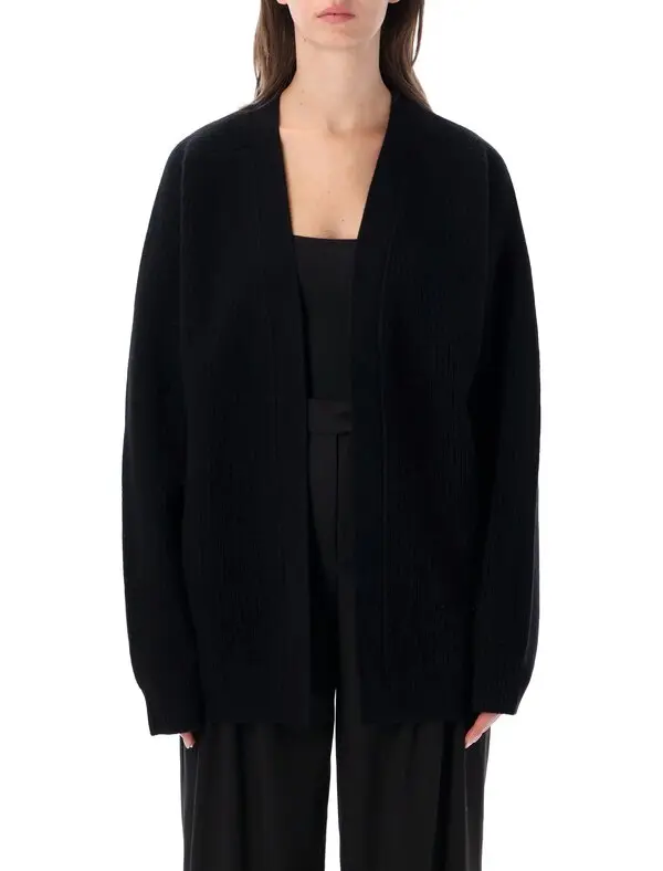 RHEA Ribbed Open-front Longline Cardigan