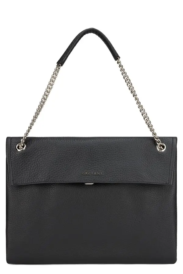 Orciani Venus Midi Hammered Leather Shoulder Handbag