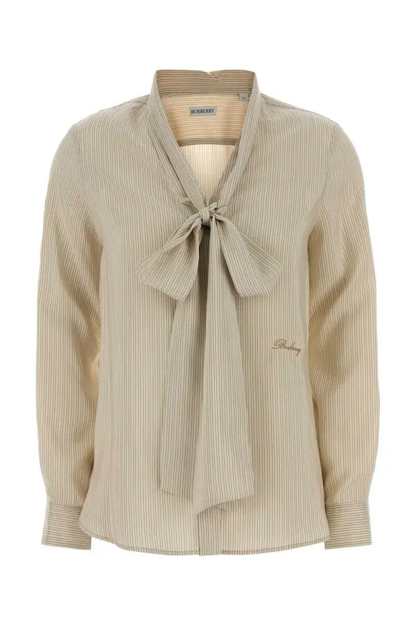 Burberry Embroidered Silk Shirt - Stripped