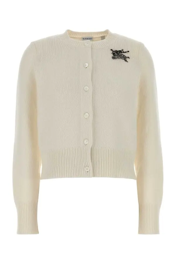 Burberry Ivory Wool-cashmere Blend Cardigan - White