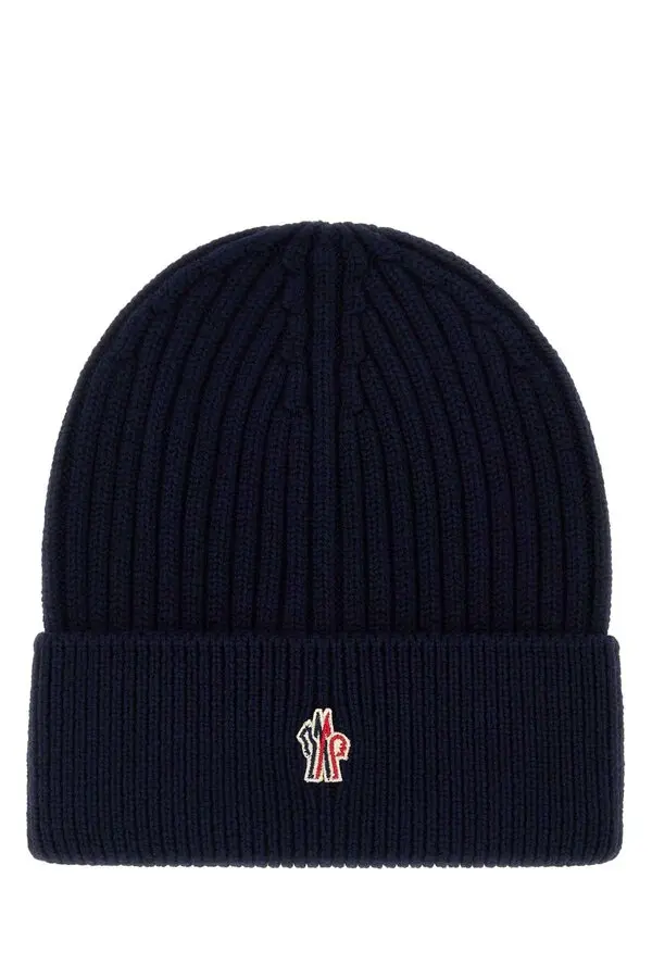 Moncler Navy Wool Beanie Hat