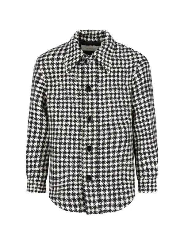 AMI Paris Wool Jacket With Horn Button & Leather Patch