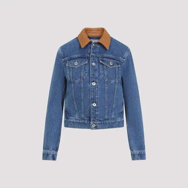 Bottega Veneta Denim Jacket With Intrecciato Collar