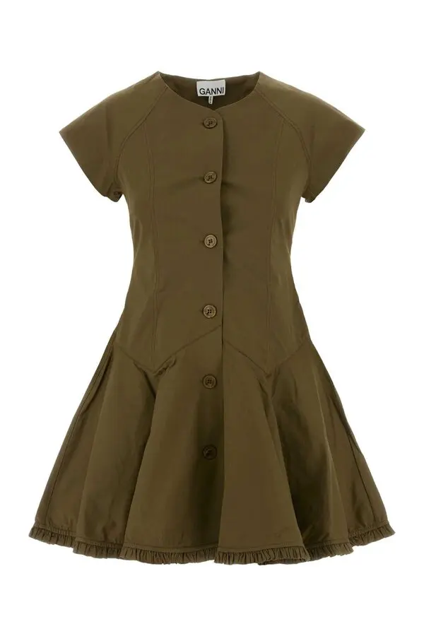 GANNI Army Stretch Poplin Mini Dress