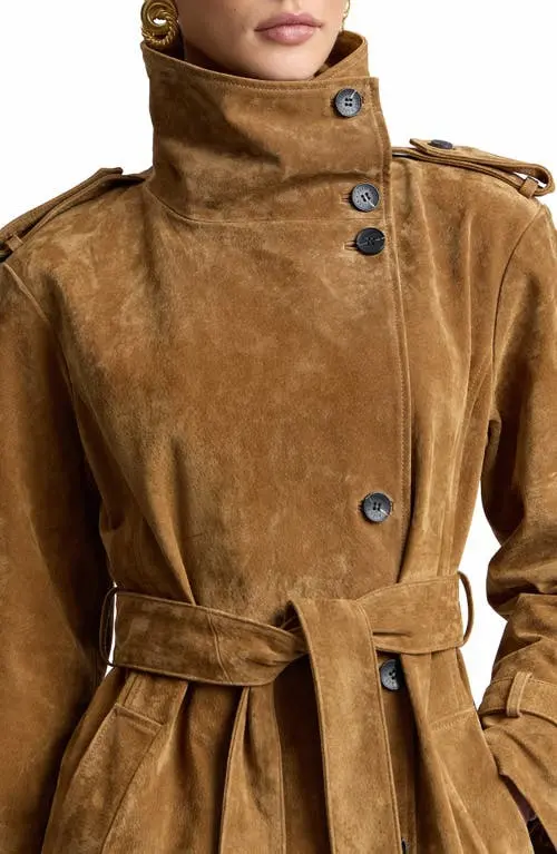 Avec Les Filles Funnel Neck Slouchy Leather Trench Coat