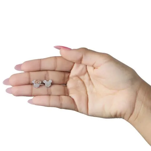 Disney Mickey And Minnie Mouse Mismatched Cubic Zirconia Stud Earrings