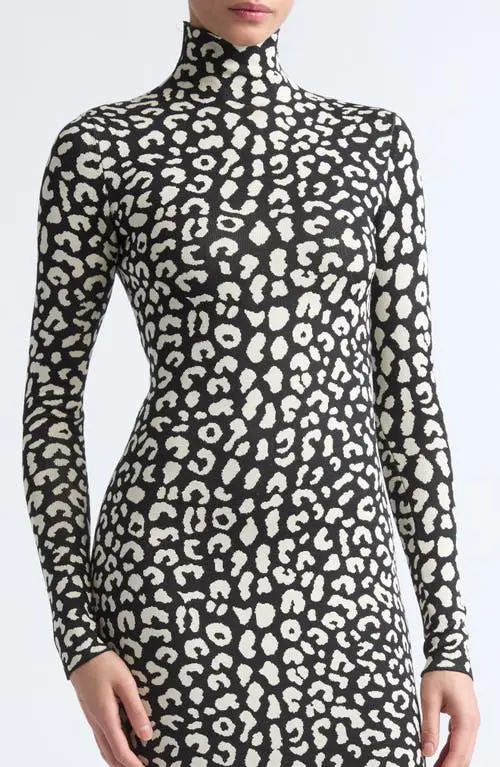 Carolina Herrera Turtleneck Tea Length Knit Dress