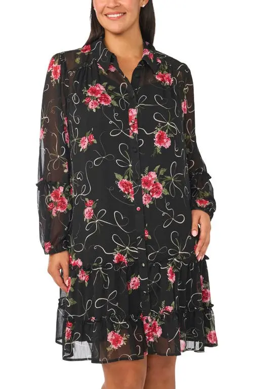 CECE DUPRAZ Ruffle Tiered Shirtdress
