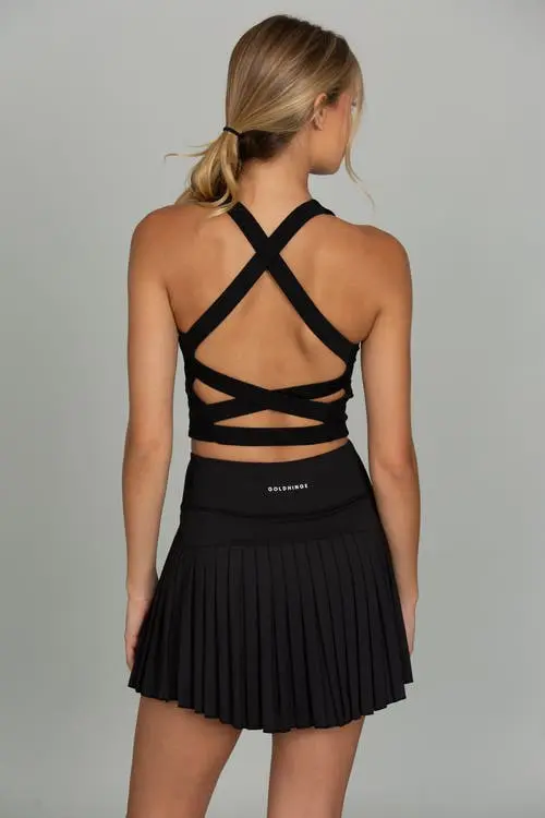 GOLD HINGE 15" Pleated Tennis Skirt - Black